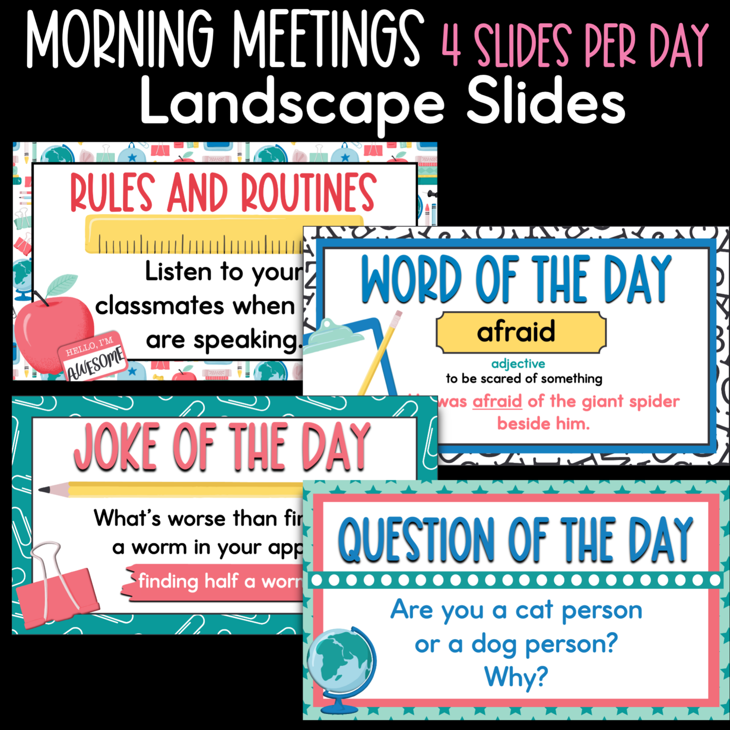 Daily Morning Meeting Slides for 2nd & 3rd Grade