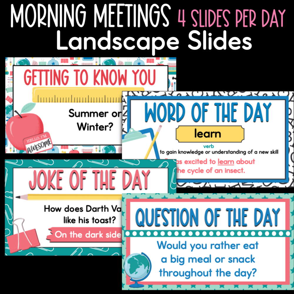 Free Morning Meeting Slides for Back to School